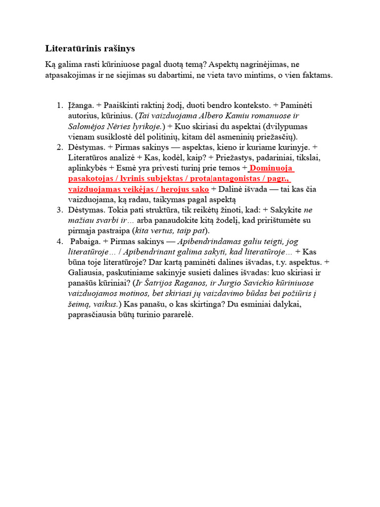 Literatūrinis rašinys | PDF