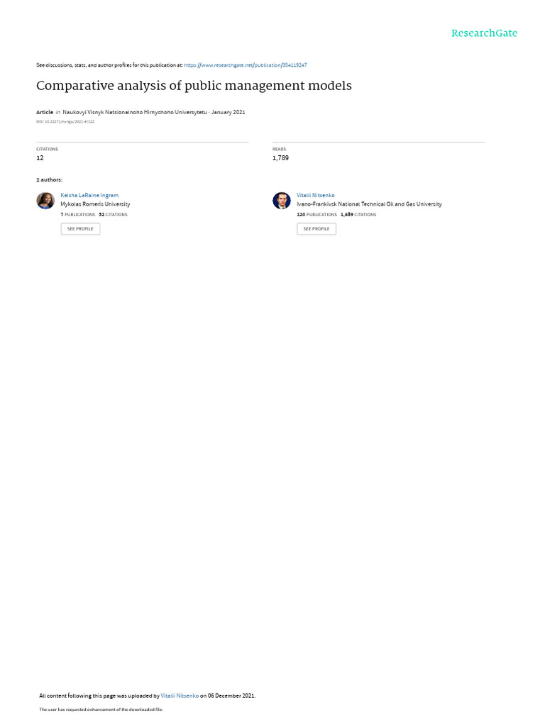 Comparative Analysis of Public Management Models | Download Free PDF ...