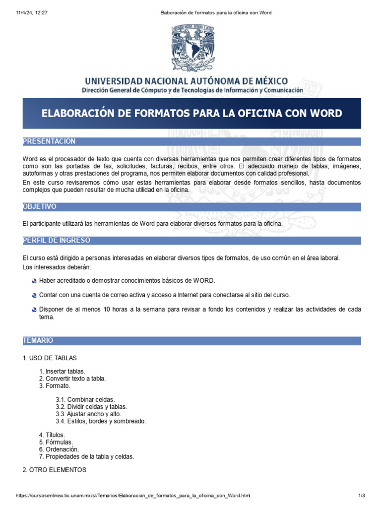 31 Elaboración de Formatos para La Oficina Con Word | PDF | Microsoft ...