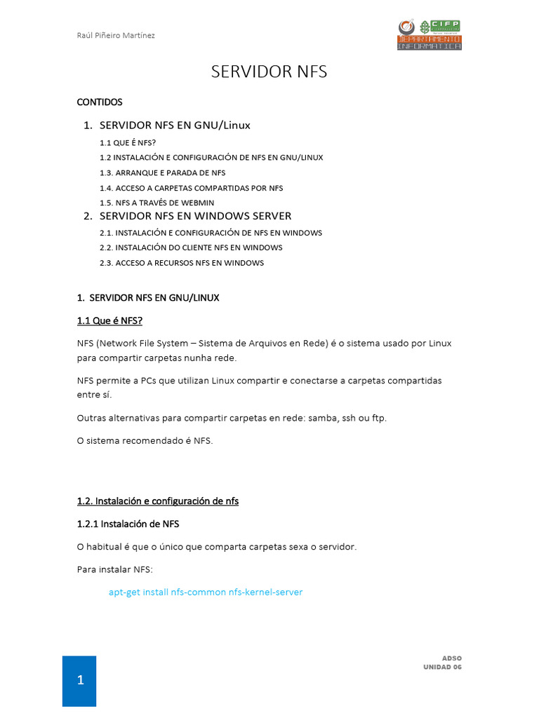 UD6.02 Servidor NFS (DOC) | PDF