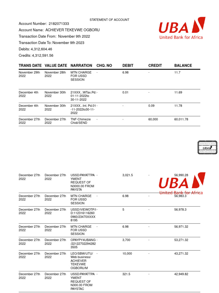 Bank Statement | PDF | Debits And Credits | Service Industries
