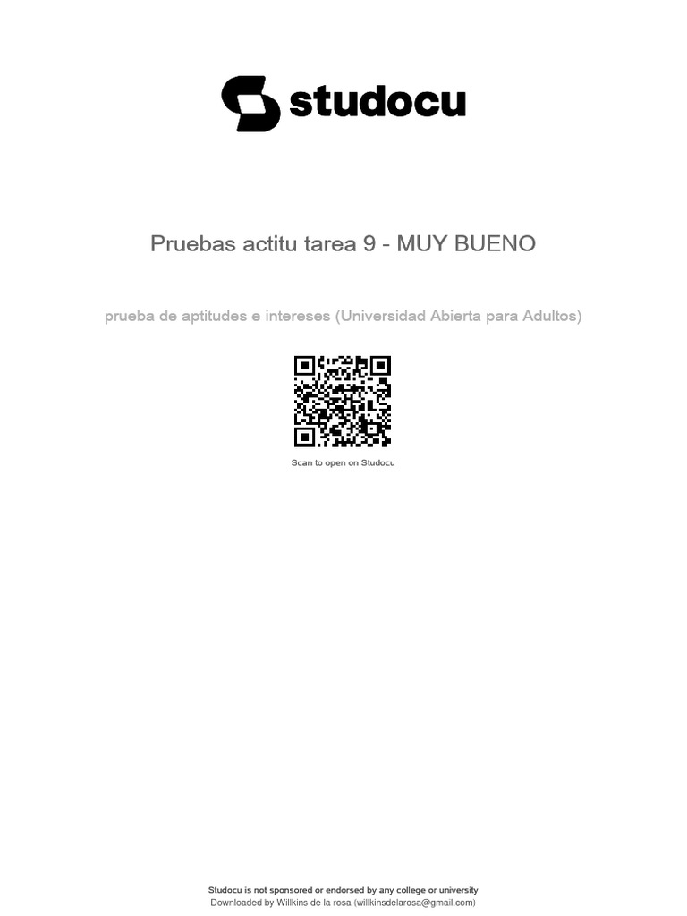 Pruebas Actitu Tarea 9 Muy Bueno | PDF