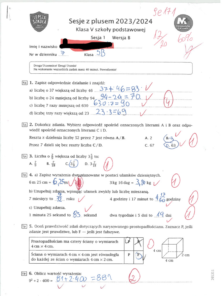 Matematyka Z Plusem 5 Klasa | PDF