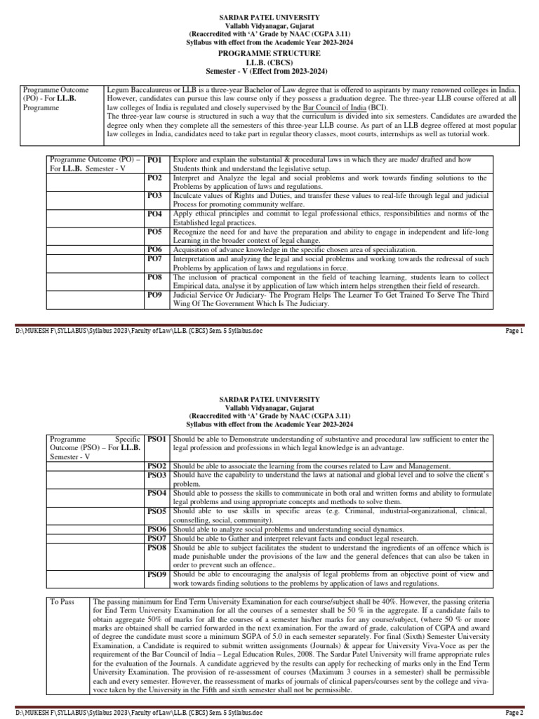 LLB (CBCS) Sem 5 Syllabus 2023 24 | PDF | Evidence (Law) | Lawsuit