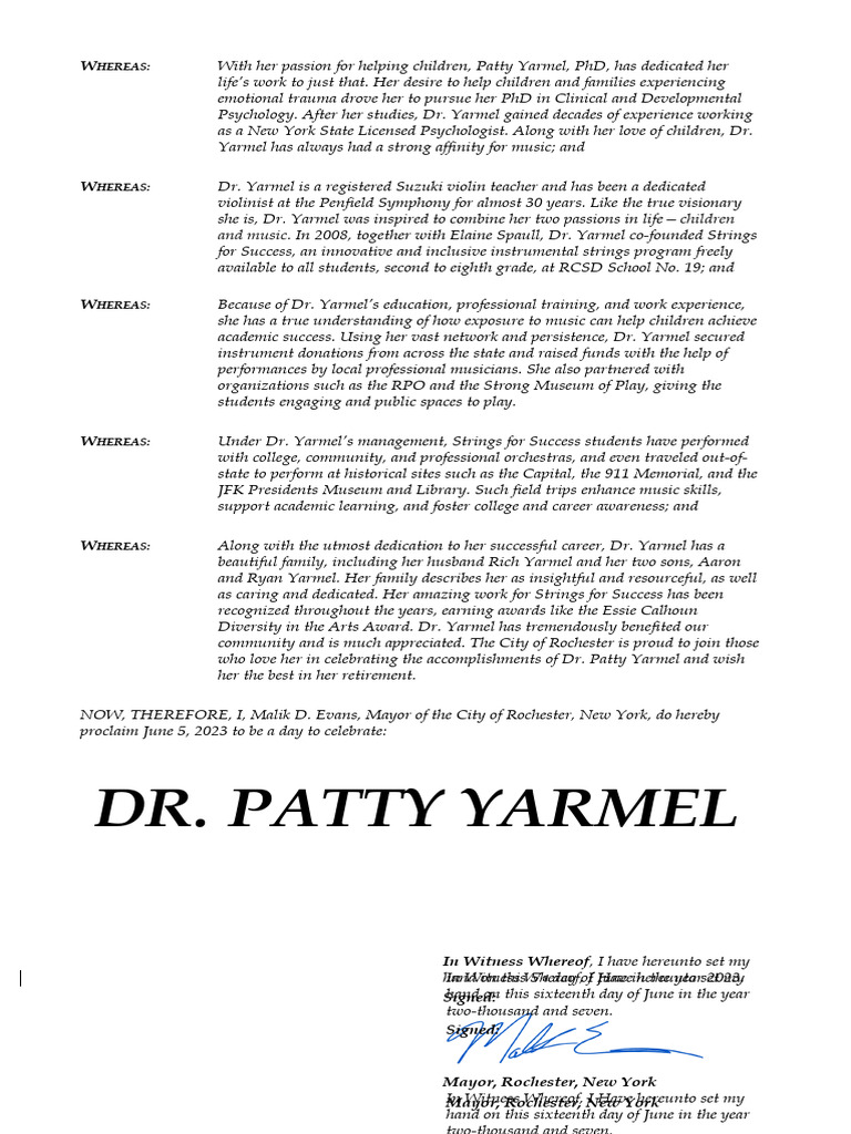 Dr. Patty Yarmel's Legacy in Music | PDF | Liberal Arts Education ...