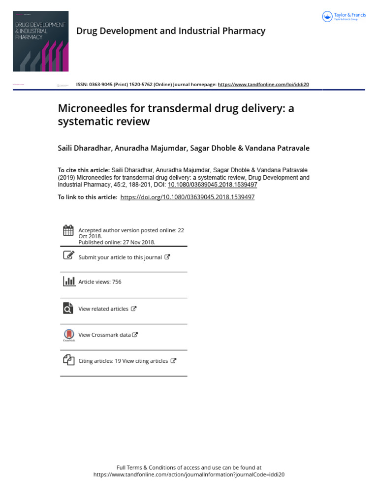 Microneedles For Transdermal Drug Delivery - A Systematic Review | PDF ...