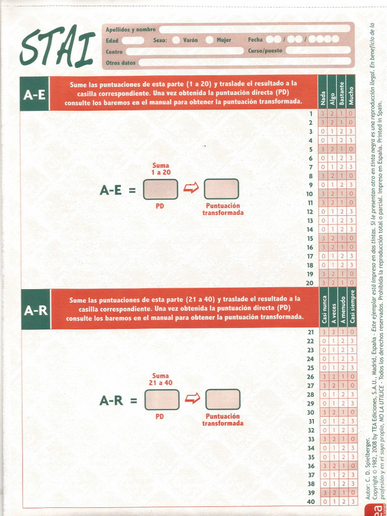 STAI 2 Correcion | PDF