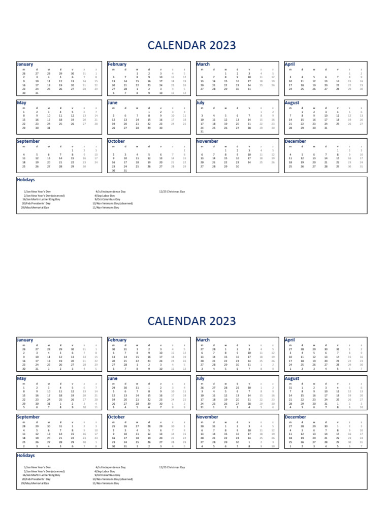 2023 Calendar Excel en Notes - Template | PDF | The United States ...