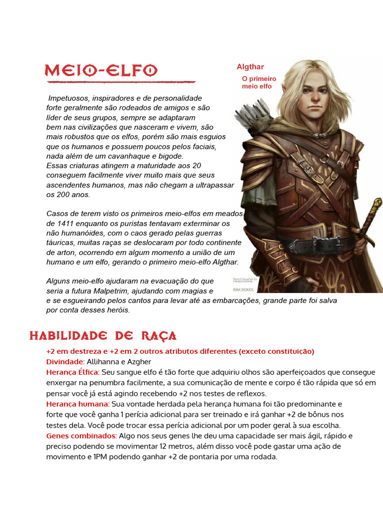 Meio Elfo - Nagas - Meio Gigante T20 | PDF | Elfos | Humano