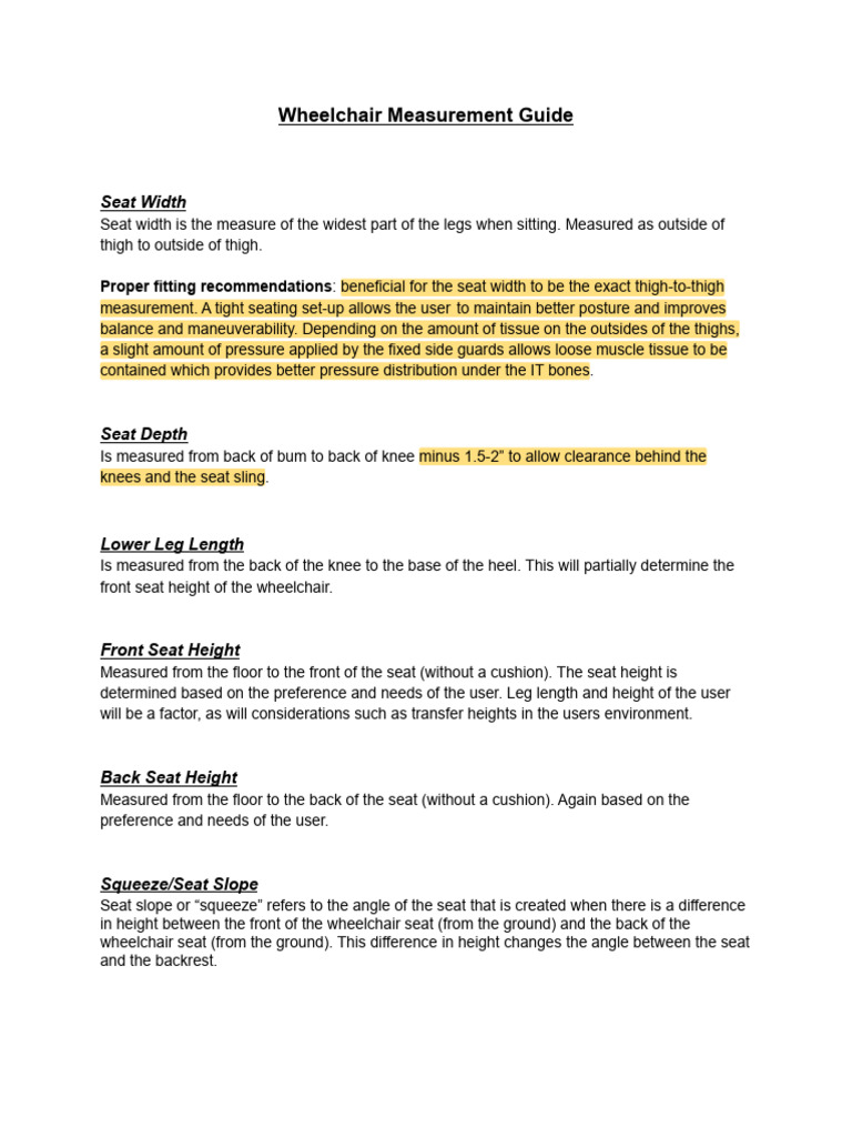 Wheelchair Measurement Guide | PDF | Wheelchair | Vehicle Technology