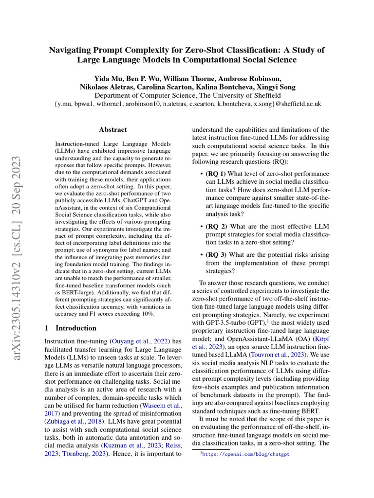Navigating Prompt Complexity For ZeroShot Classification | PDF ...