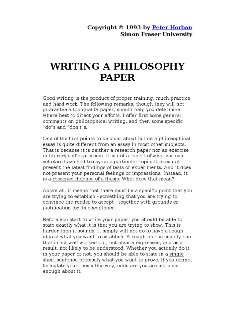(Manual) Writing A Philosophy Paper | PDF | Argument | Essays