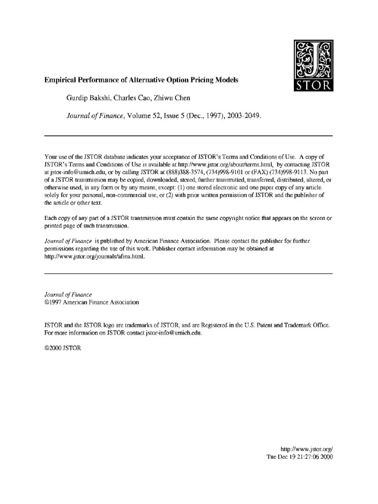 Bakshi, G., Cao, C. and Chen, Z. (1997), Empirical Performance of ... Bakshi, G., Cao, C. and Chen, Z. (1997), Empirical Performance of ...