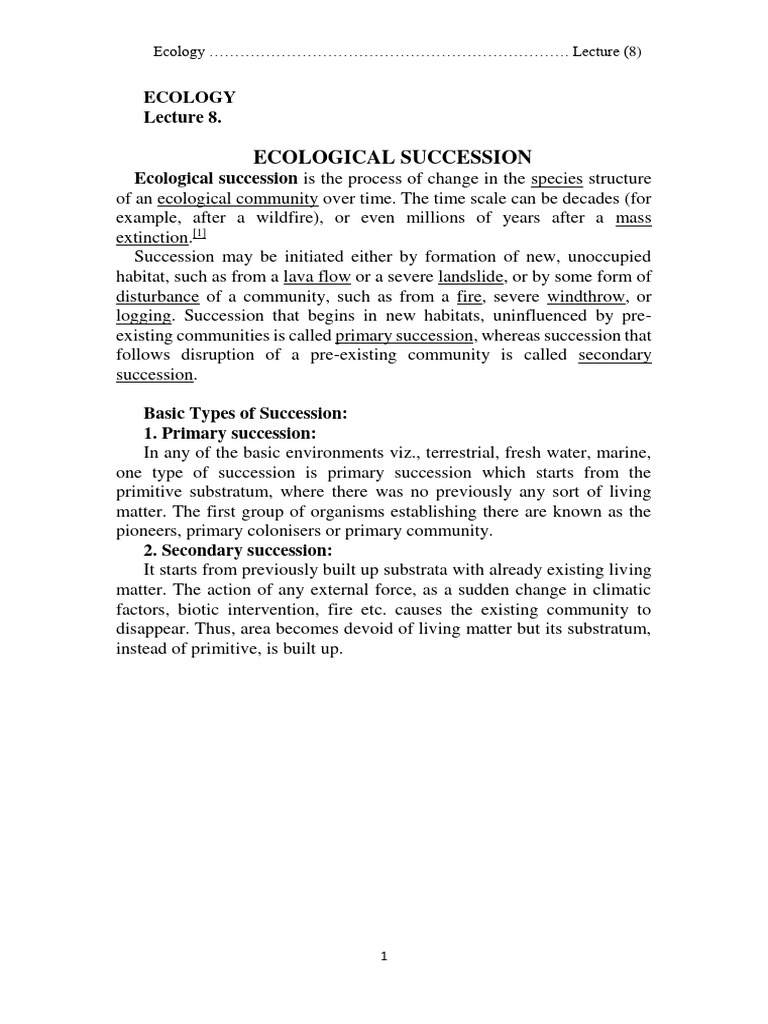Climax Community in Ecological Succession | PDF | Community Ecology ...