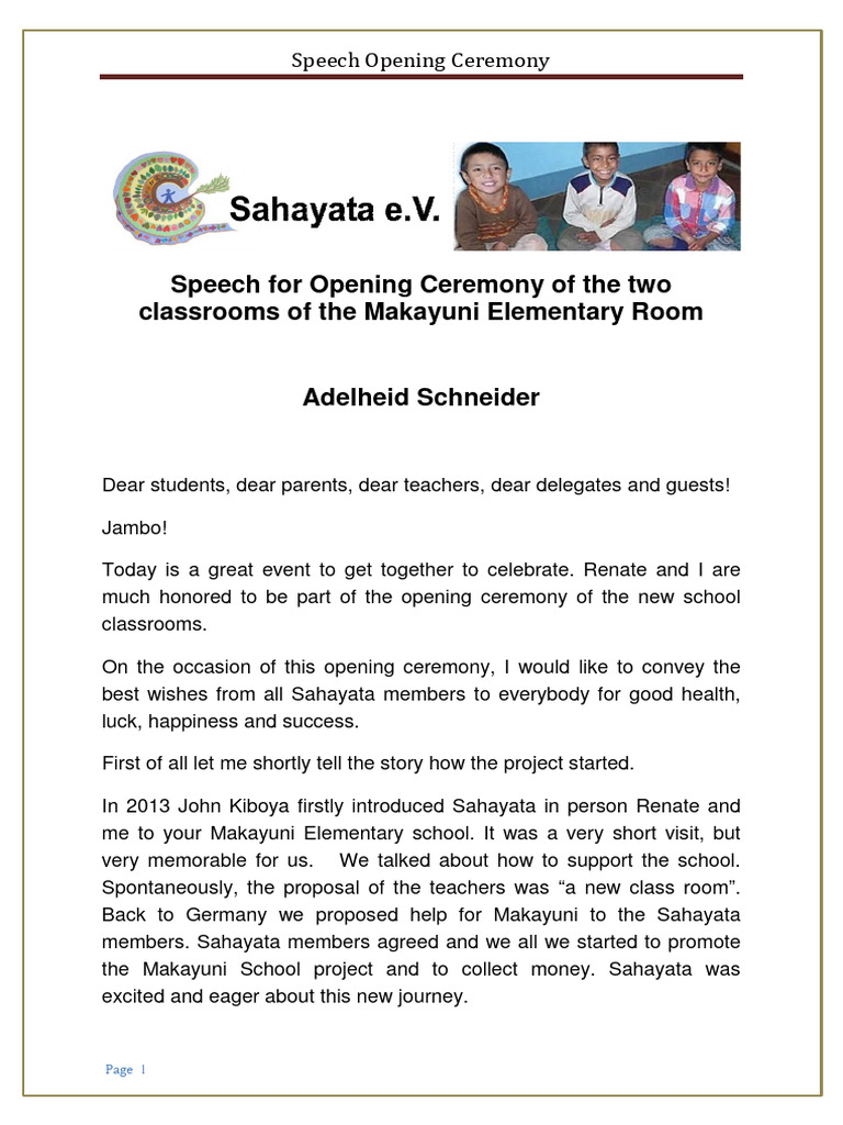 Speech Opening-Ceremony Makayuni Final | PDF