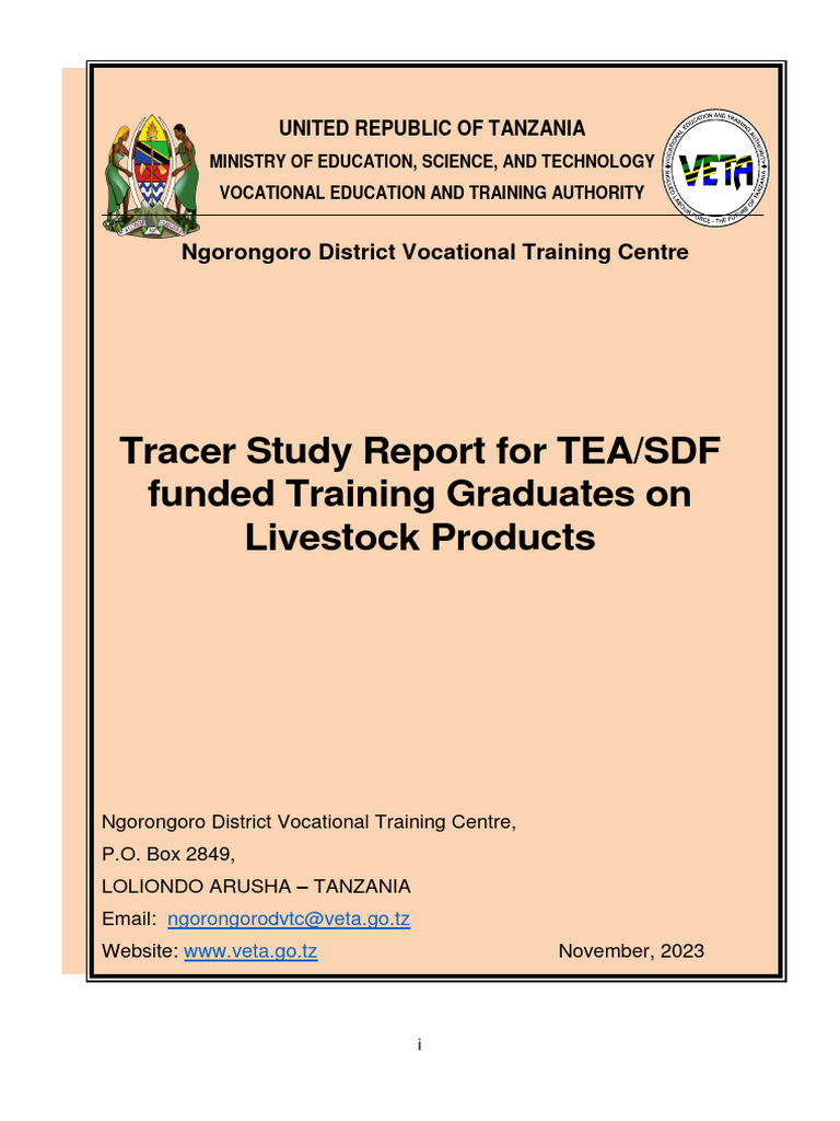 Tracer Study of SDF Training Graduates Ngorongoro DVTC - 1412024 - Jpm ...