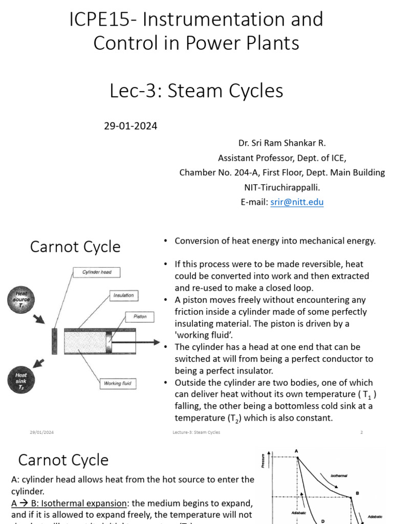Lec 3 Steam Cycles 29 01 2024 | PDF | Steam | Boiler