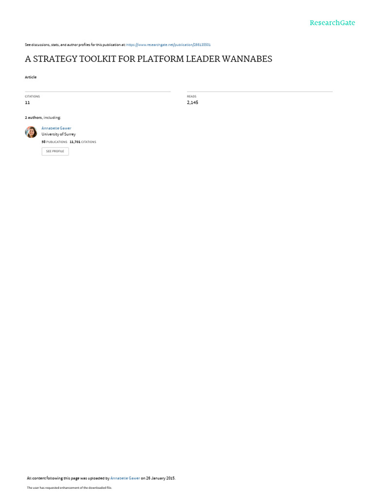 A Strategy Toolkit For Platform Leader Wannabes | PDF | Apple Inc. | 3 G