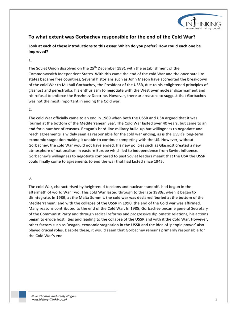 To What Extent Was Gorbachev Responsible For The End of The Cold War ...