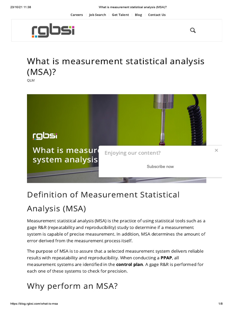 What is Measurement Statistical Analysis (MSA) | PDF | Accuracy And Precision | Statistics