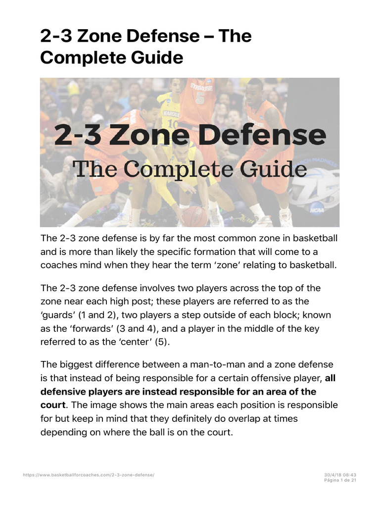 Mastering the 2-3 Zone Defense Guide | PDF | Basketball Positions ...