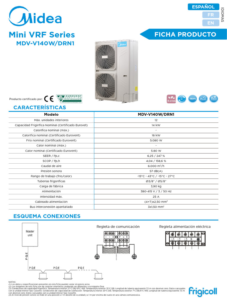 Ficha Tecnica VRF MDV-V | PDF | Temperatura | Decibel