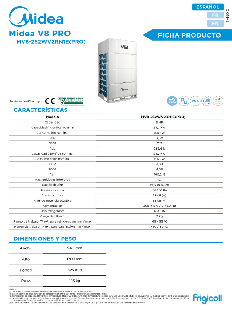 Ficha Tecnica VRF ODU V8 | PDF | Decibel | Vatio
