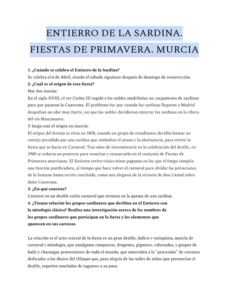 Entierro de La Sardina | PDF