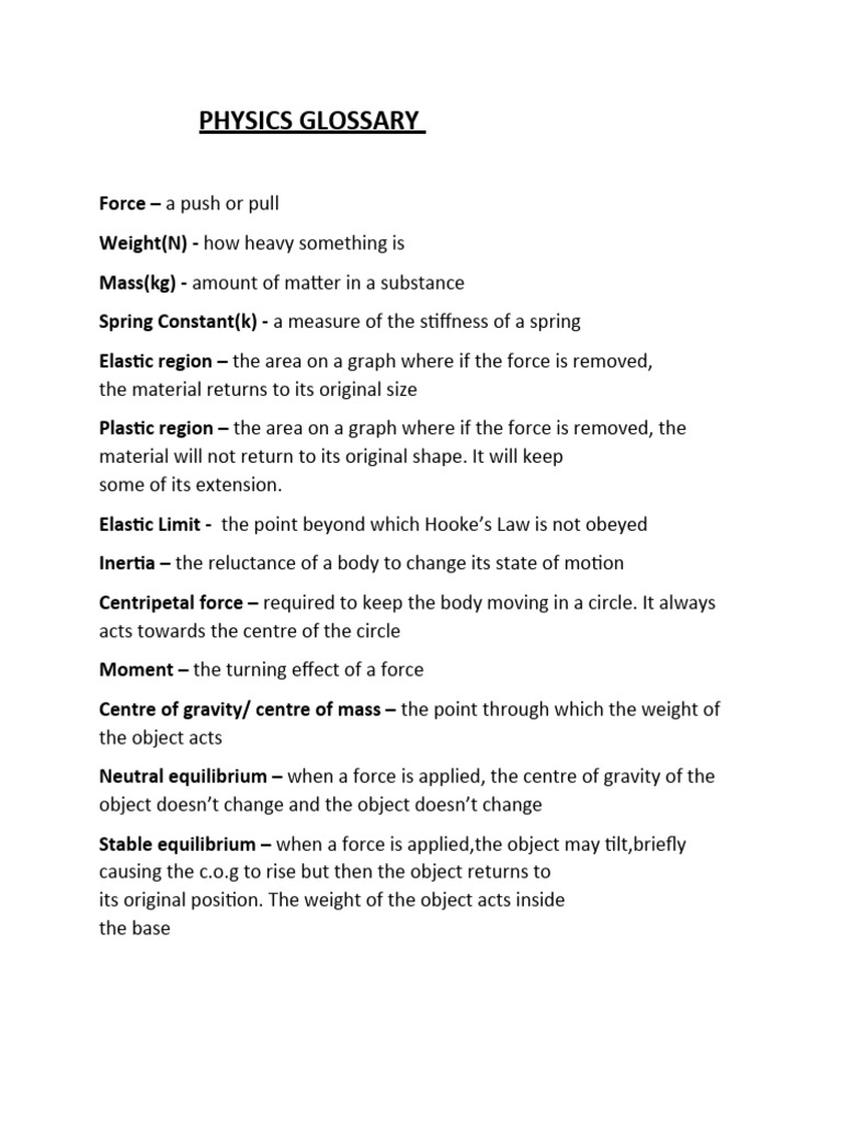 Physics Glossary | PDF | Waves | Thermometer