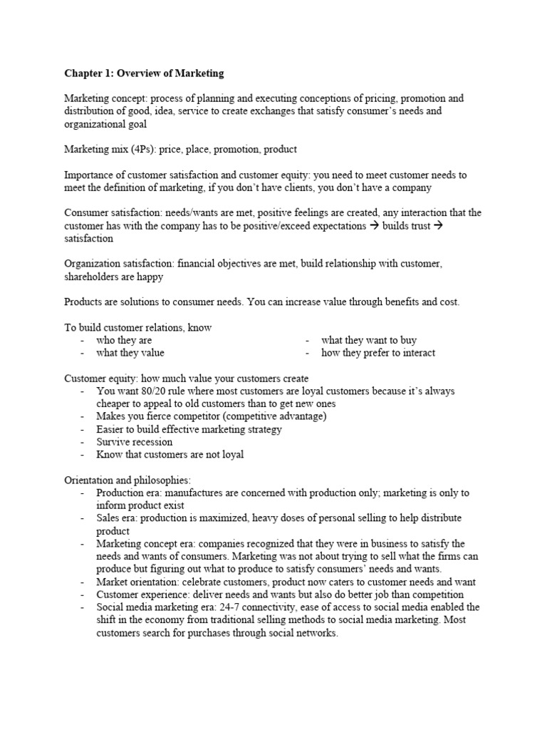 Notes For Marketing, 10th Canadian Edition Pt. 1 | PDF | Marketing ...