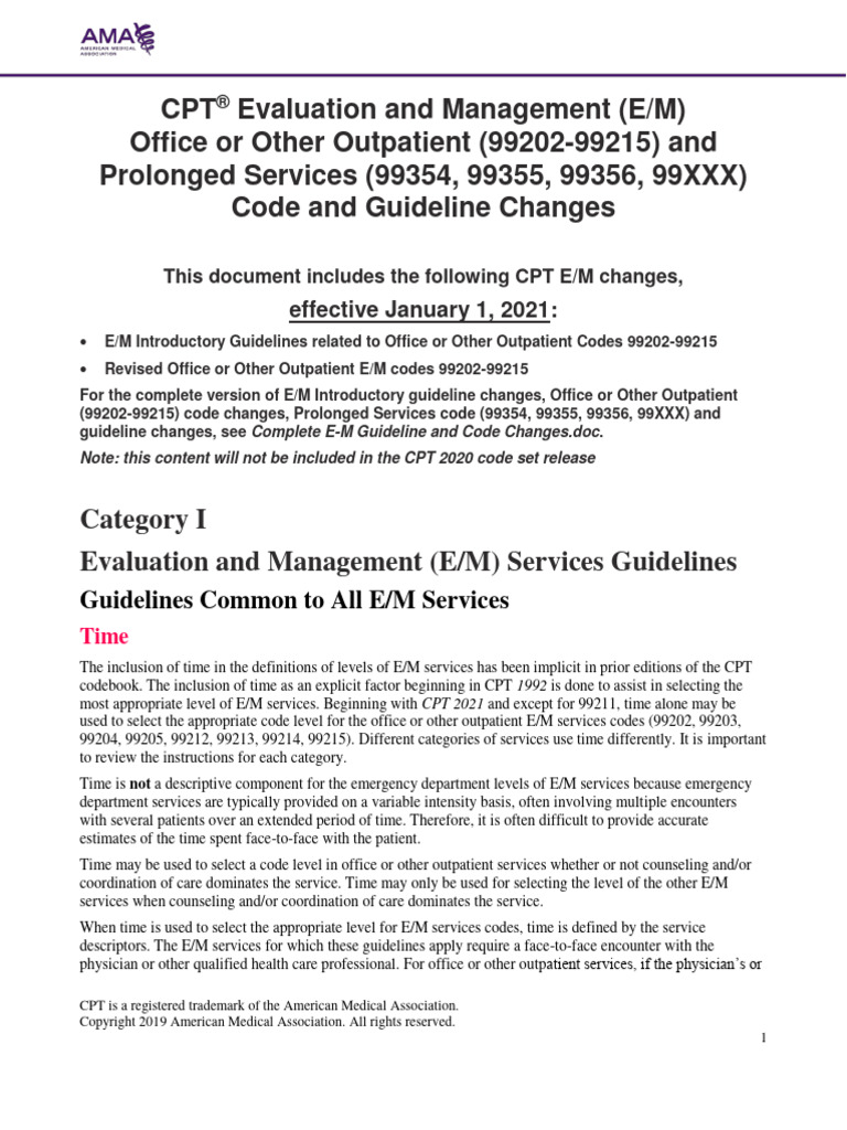 X.CPT Office Prolonged Svs Code Changes | PDF | Patient | Medical Diagnosis
