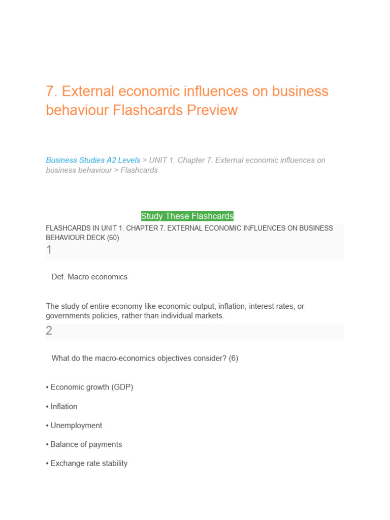 Economic Influences on Business Behavior | PDF | Exchange Rate | Inflation