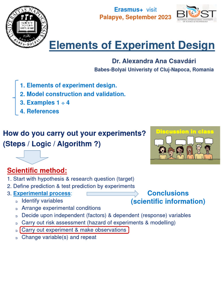 A - Csavdari - Experiment Design - BW 5 Sept 2023 | PDF | Experiment | Design Of Experiments