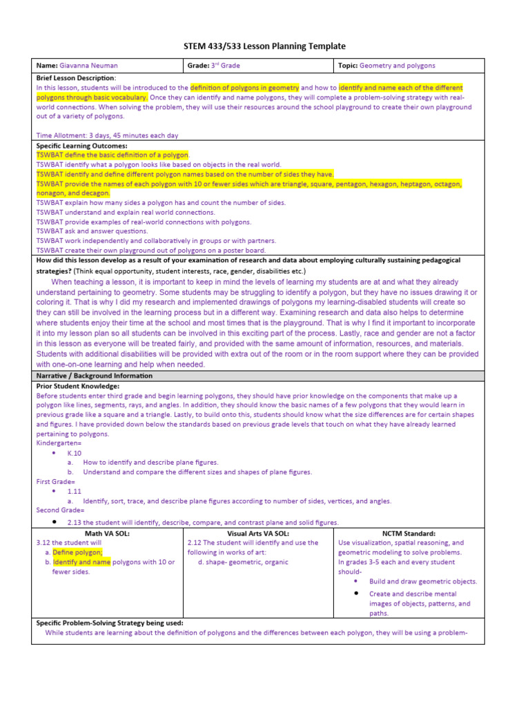 math 5e lesson planning template uodated rti | PDF | Shape | Learning