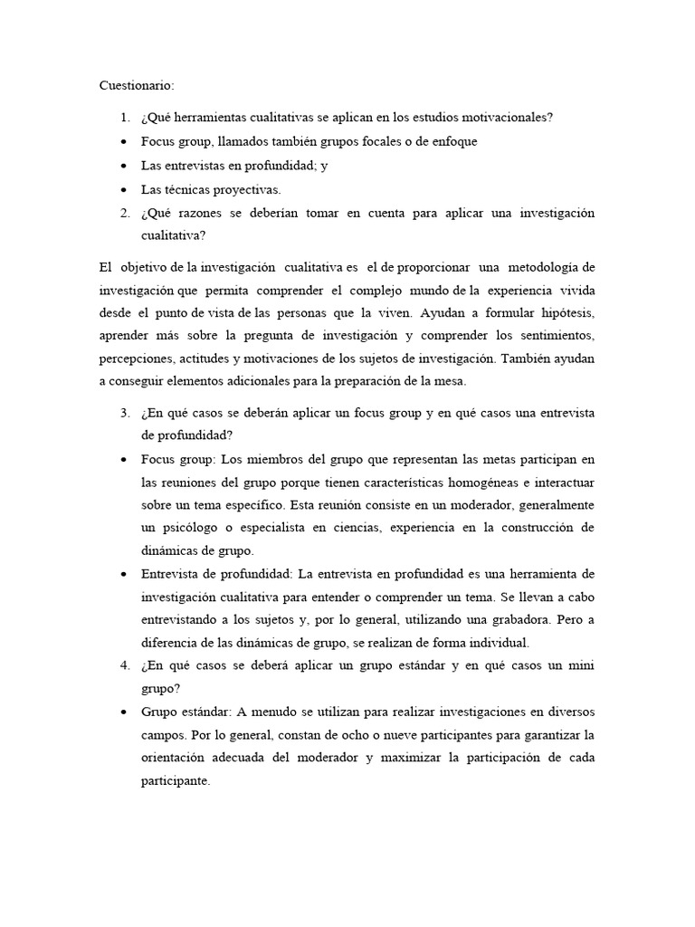 Técnicas Cualitativas en Focus Groups | PDF | Grupo de enfoque | Cognición