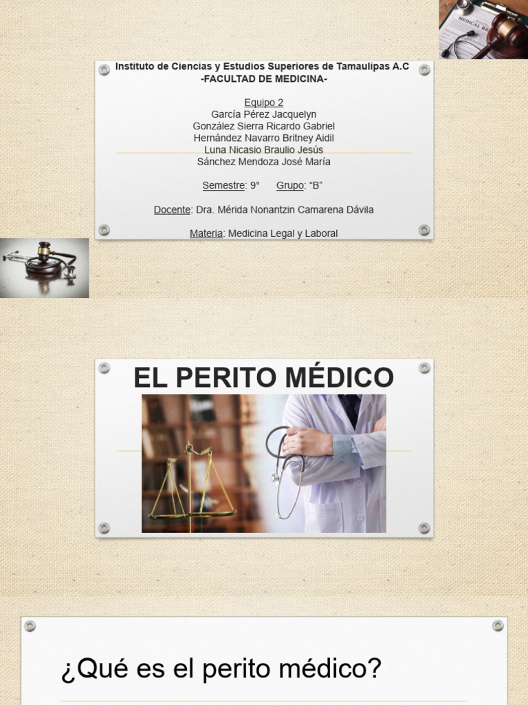Definición y Funciones del Perito Médico | PDF | Testigo experto | Experto