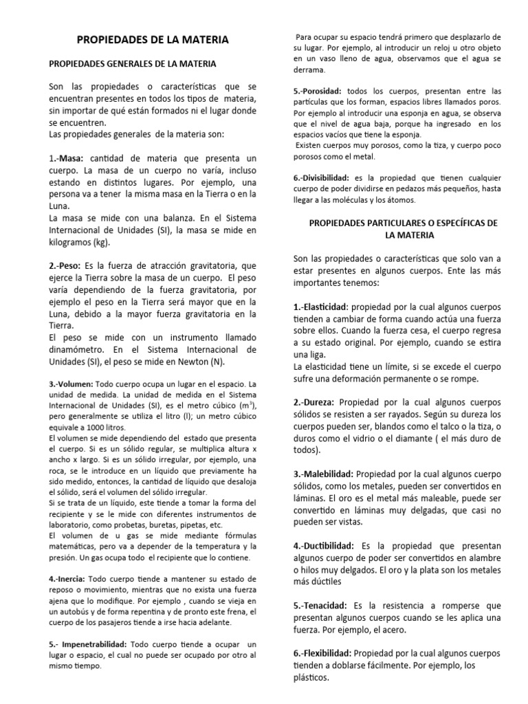 Propiedades de La Materia | PDF | Masa | Importar