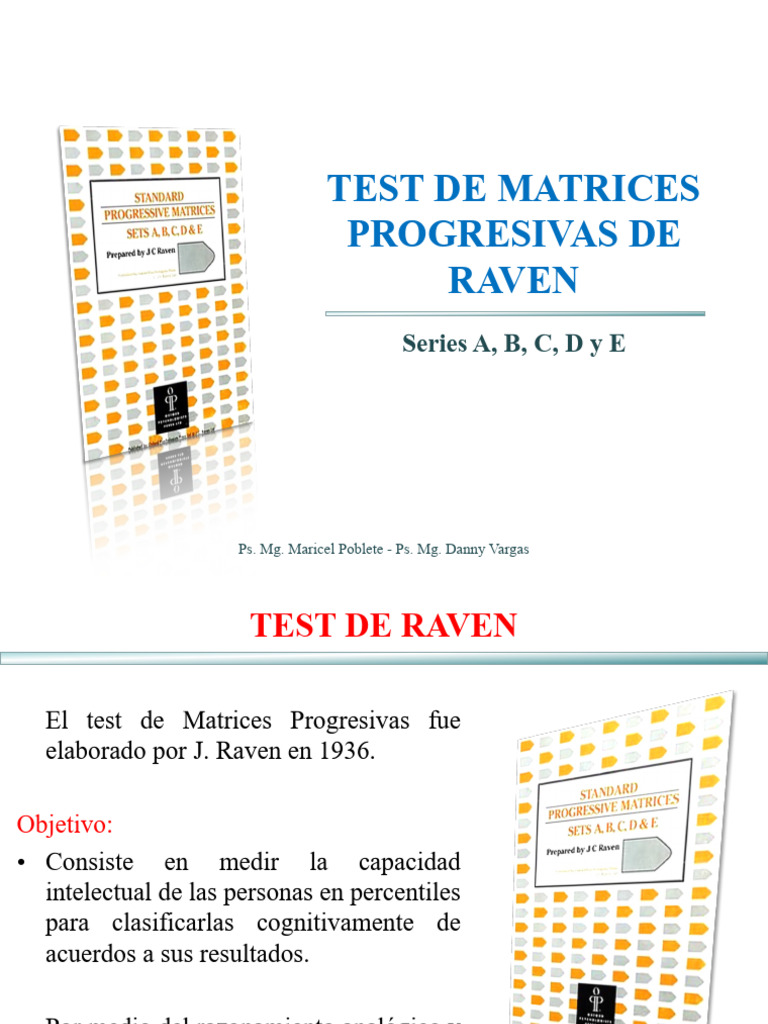 Test de Matrices Progresivas de Raven Con Tablas | PDF | Validez ...