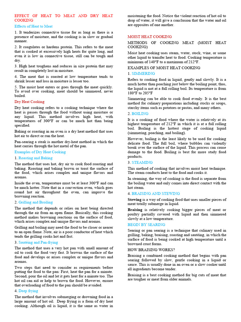 Effects of Heat on Meat Cooking Methods | PDF | Cooking | Grilling
