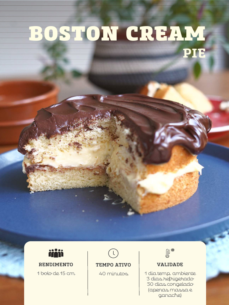 Receita de Bolo Boston Cream | PDF | Creme (gastronomia) | Chocolate