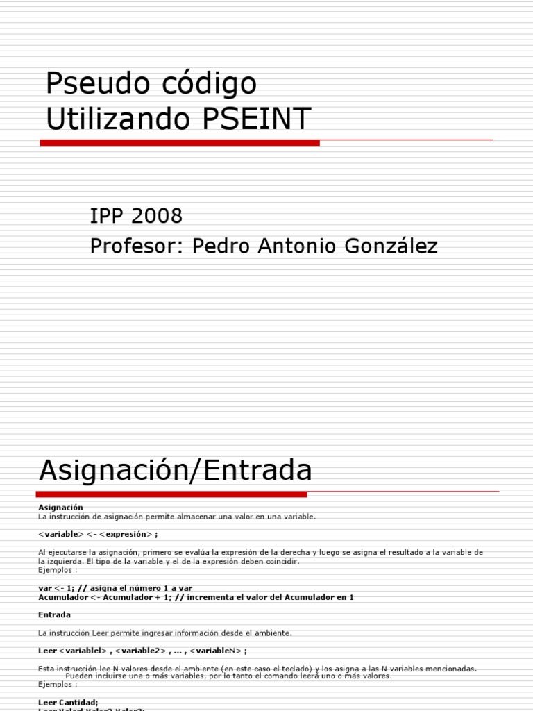 Pseudocódigo en PSEINT: Guía Básica | PDF | Áreas de informática ...