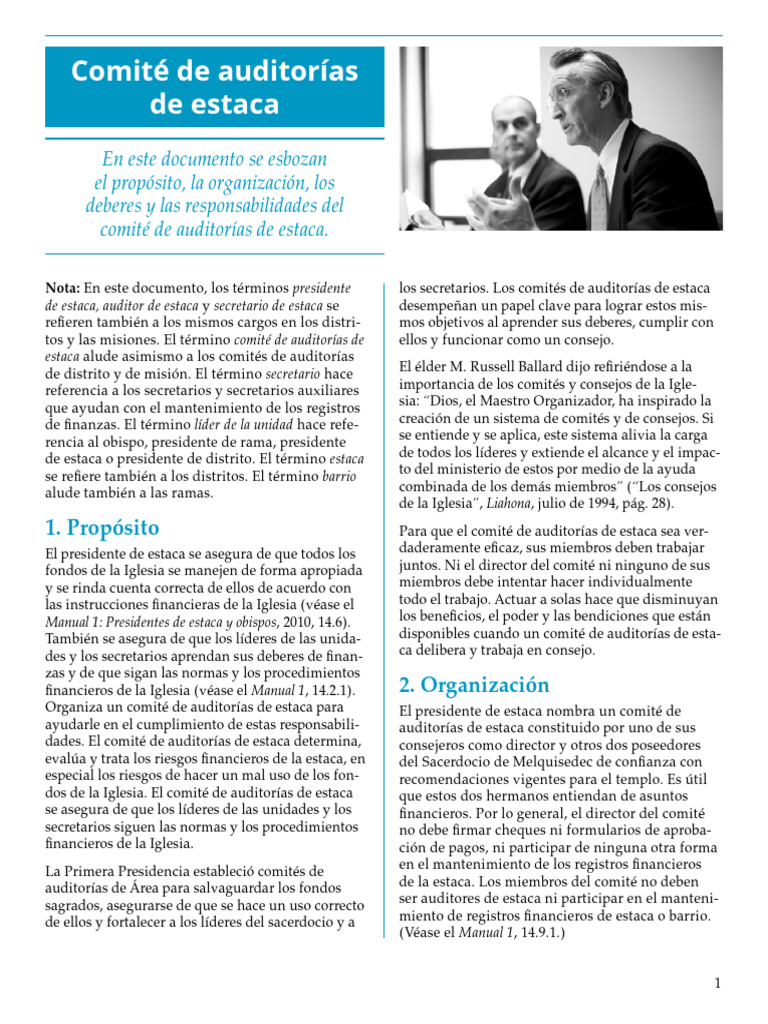 Auditorías de Estaca y Finanzas LDS | PDF | Auditoría | Contralor