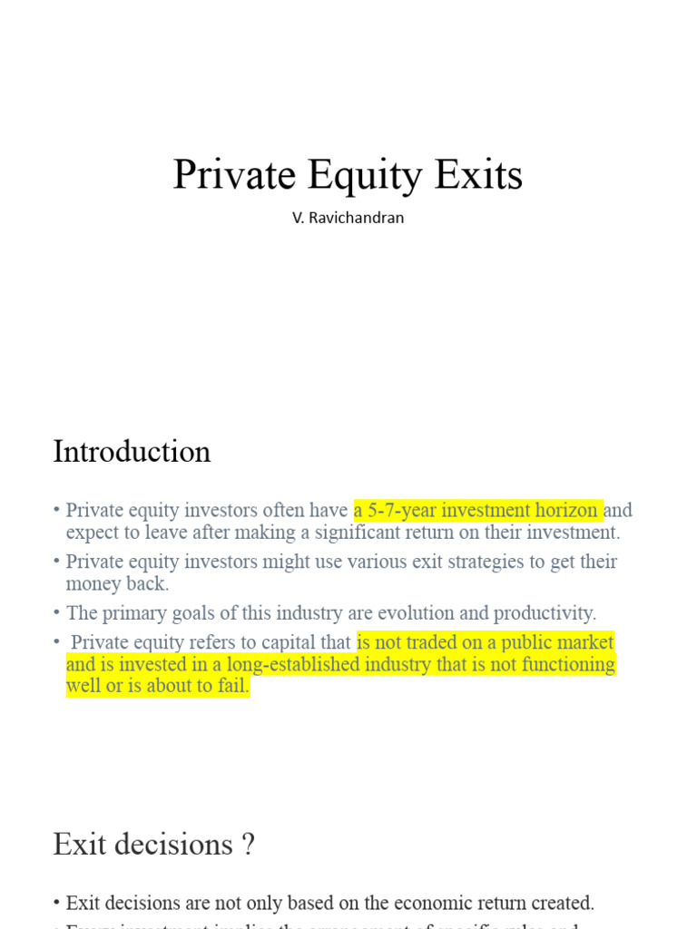 Private Equity Exits | PDF | Stocks | Equity (Finance)
