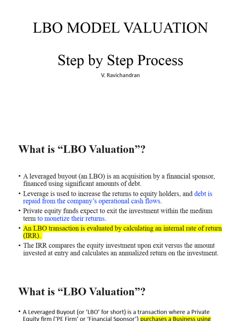 LBO Valuation Process. Step by Step | PDF | Leveraged Buyout | Debt