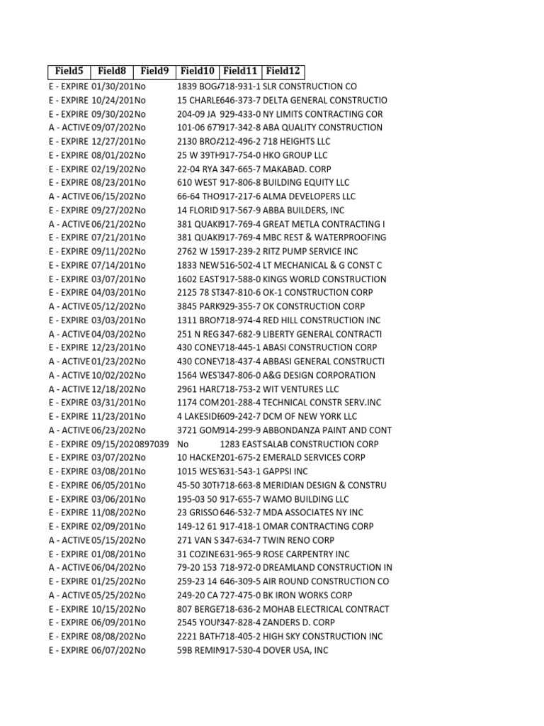 Cleaned - DOB License, Contractor Search | PDF | Real Estate | Building ...