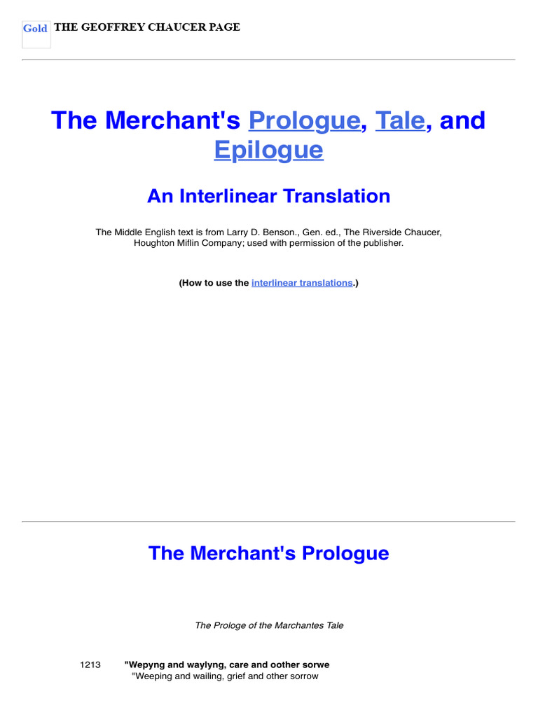 Merchant’s Tale Paraphrase | PDF