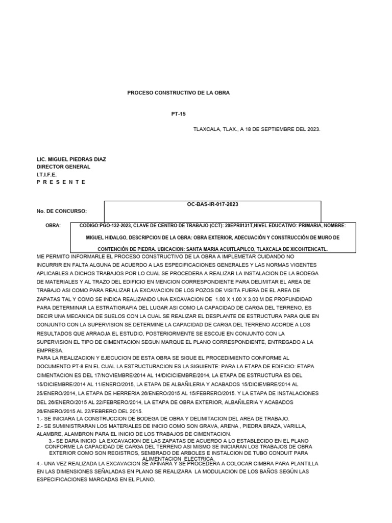 Concurso Estatal Itife Javier Romero Pgo2 | PDF | Fundación (Ingeniería ...