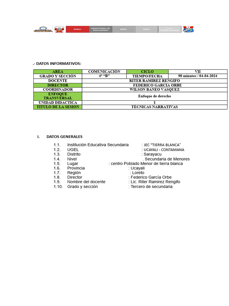 DATOS INFORMATIVOS | PDF