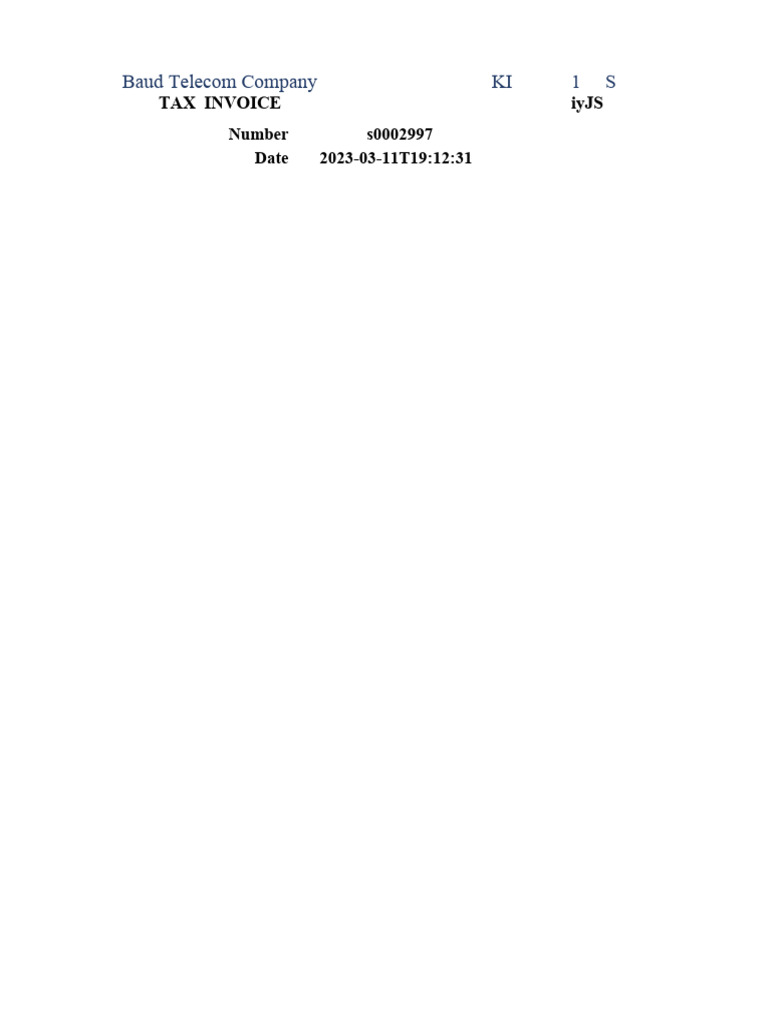 Baud Telecom Company Ki S: Tax Invoice Iyjs | PDF | Payments | Cheque