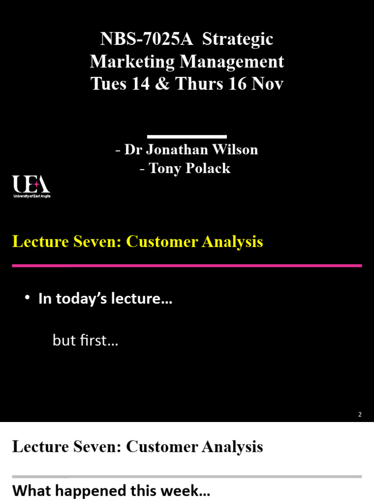 NBS 7025A - Lecture 7 - Customer Analysis - Nov 2023-24 - V2 | PDF ...